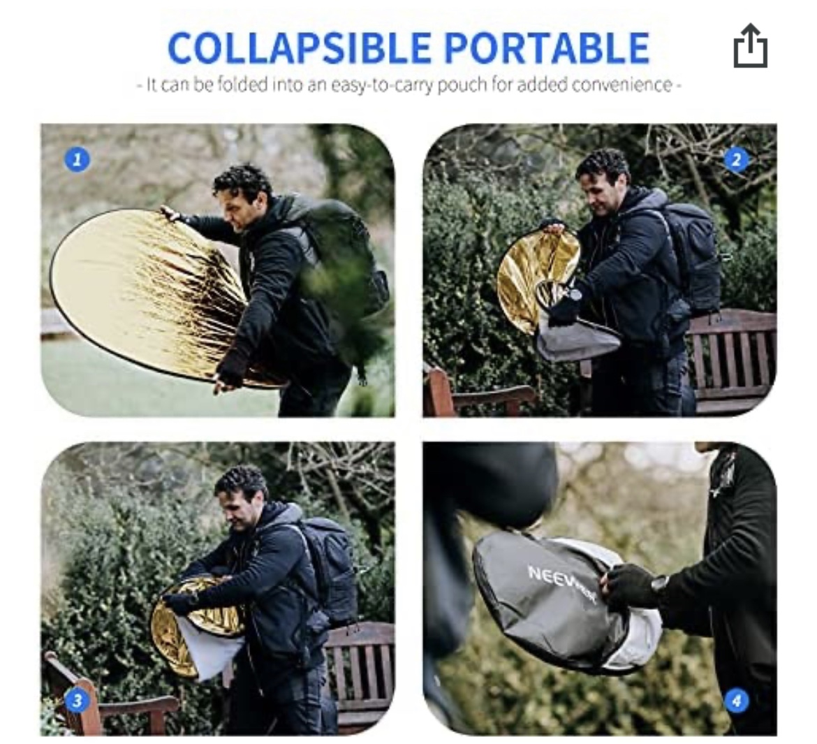 Neewer 43 Inch/110 Centimeter Light Reflector 5-in-1 Collapsible Multi ...