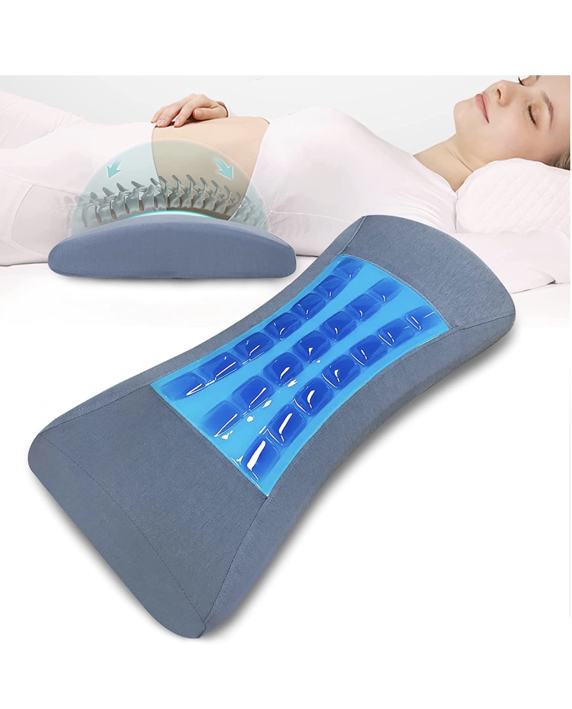 SALE! Gel Lumbar Support Pillow for Bed Relief Lower Back Pain, Cooling ...
