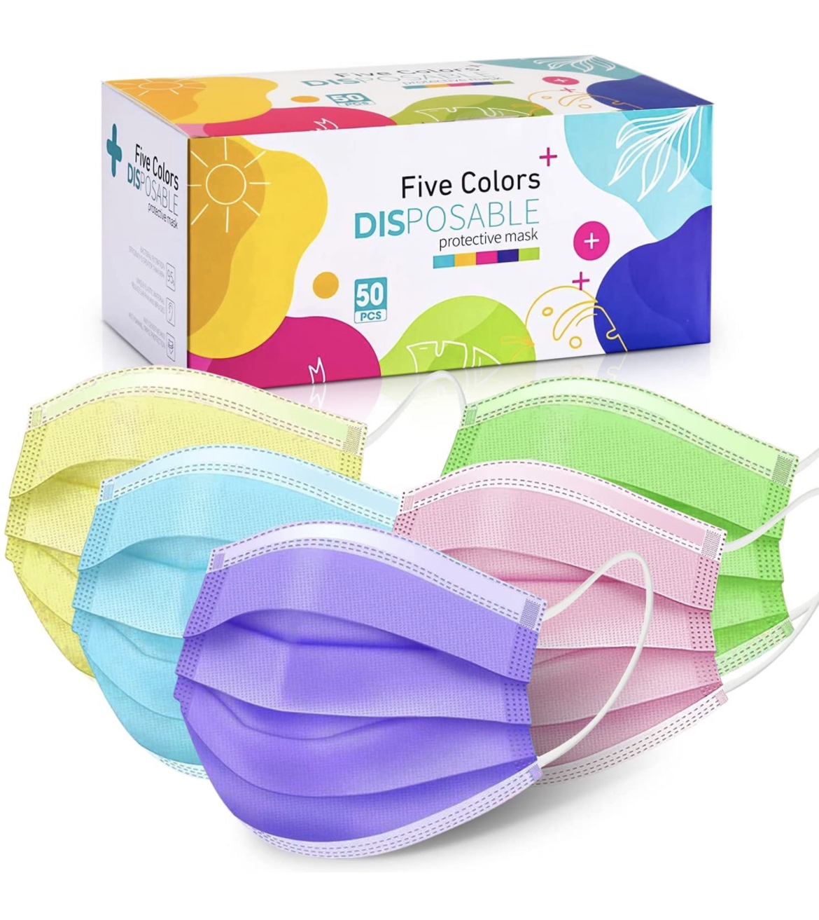 PRICE DROP! ONLY $6.00! 50 Pack Colorful Face Mask, for Women and Men ...