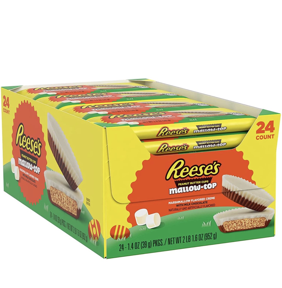 24 Pack! REESE’S Mallow-Top Marshmallow Creme Peanut Butter Cups 1.4 oz ...