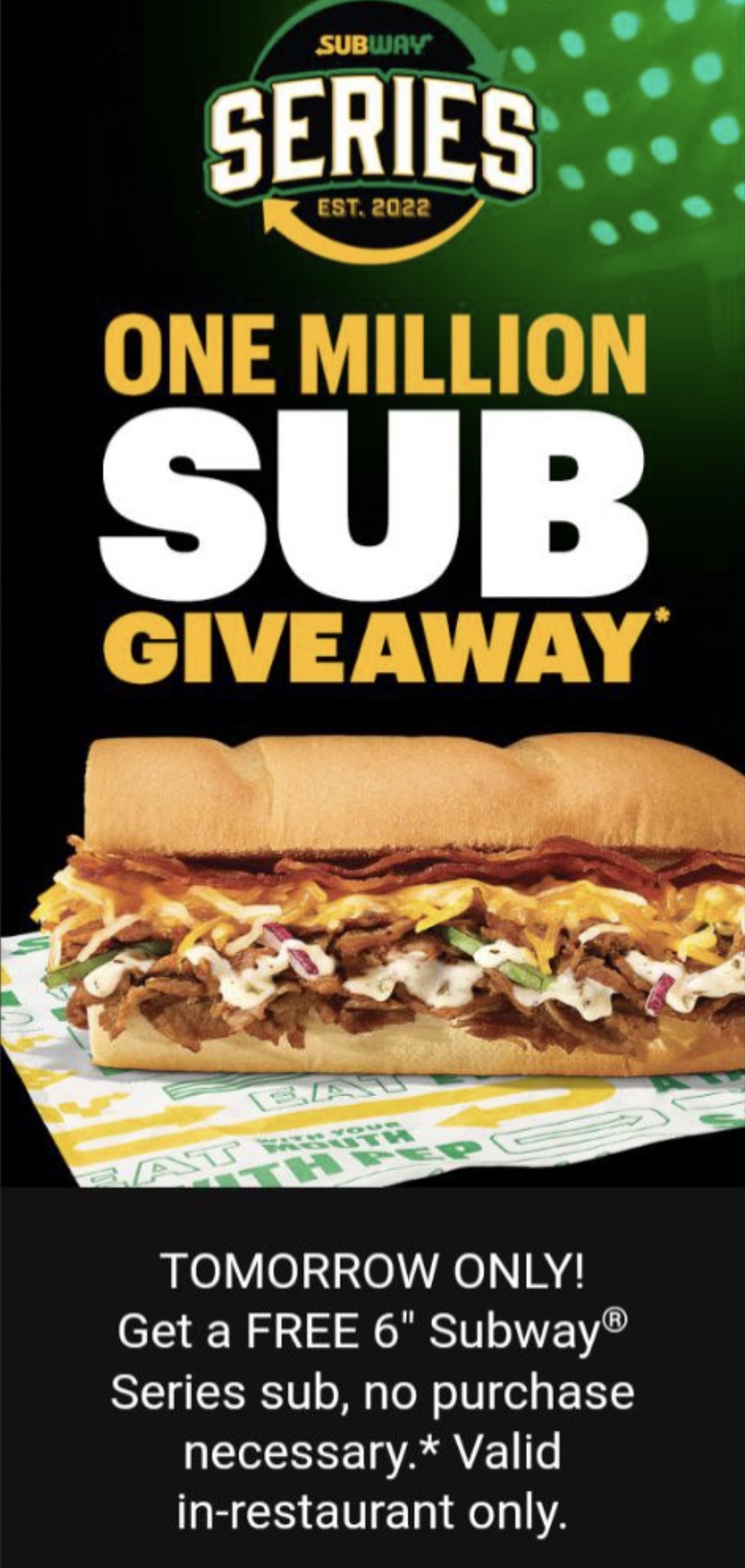 FREE SUB AT SUBWAY! No purchase required 7/12 only - One Cute Couponer