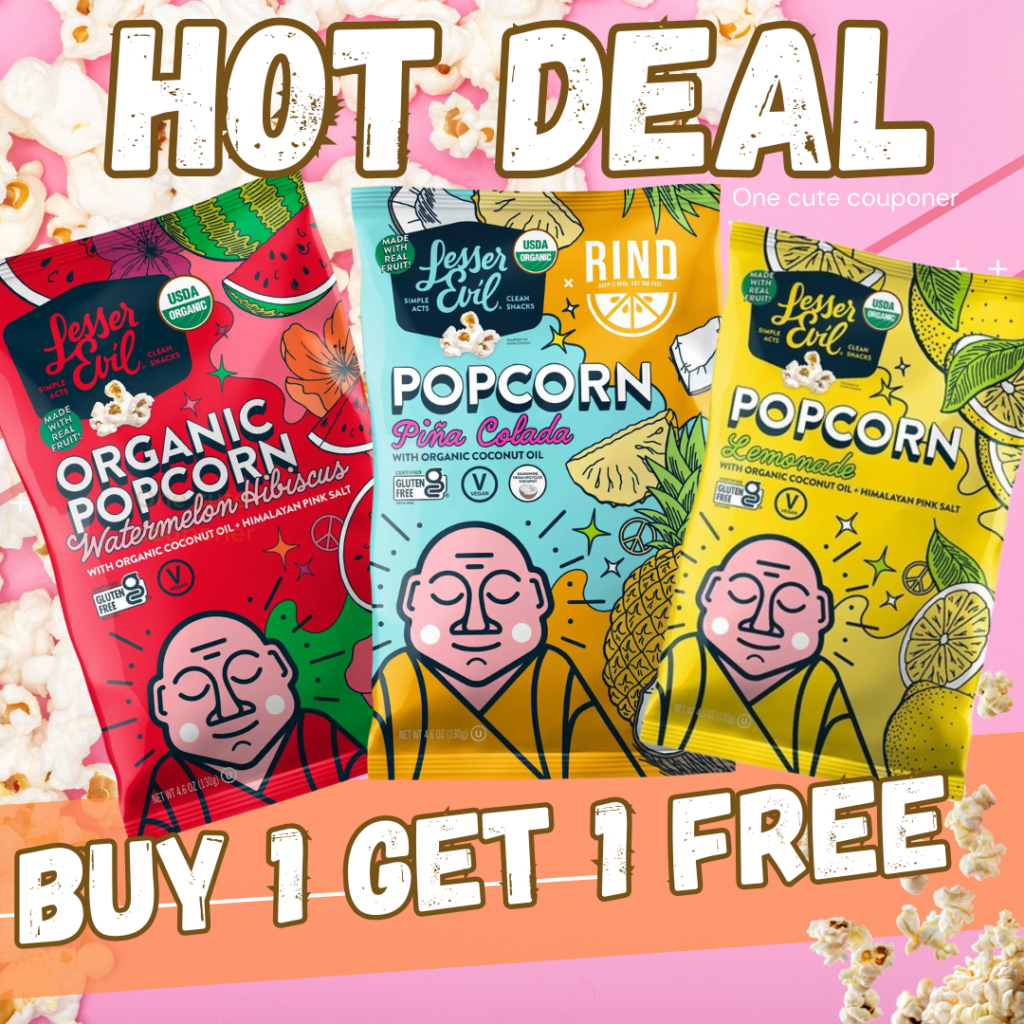 Buy 1 Lesser Evil Popcorn Snacks & get one FREE! - One Cute Couponer