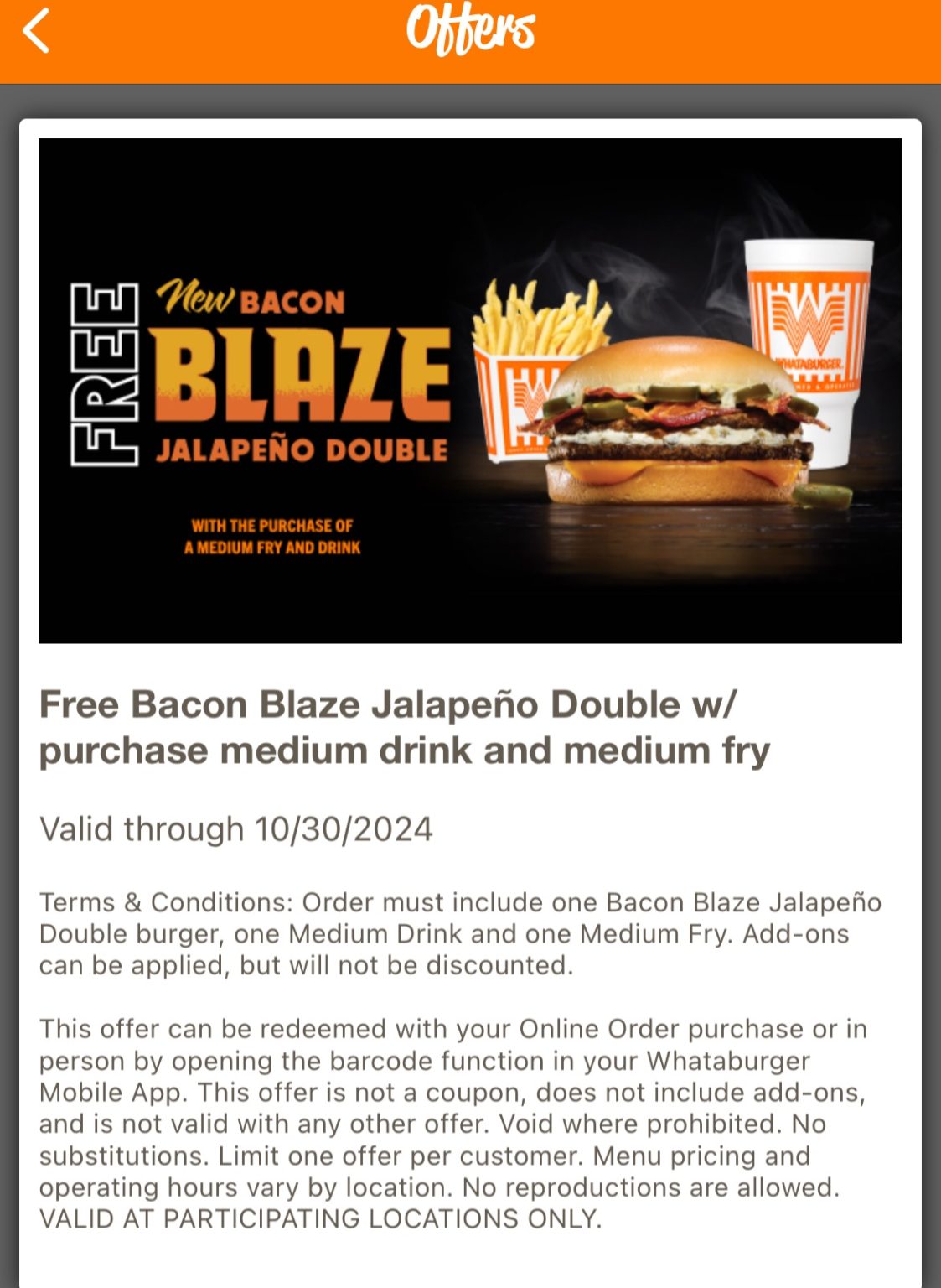Free Bacon Blaze Jalapeño Double at Whataburger! - One Cute Couponer